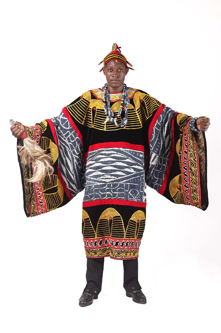 Buy Cameroon Toghu Traditional Attire with Cap and Jewelries