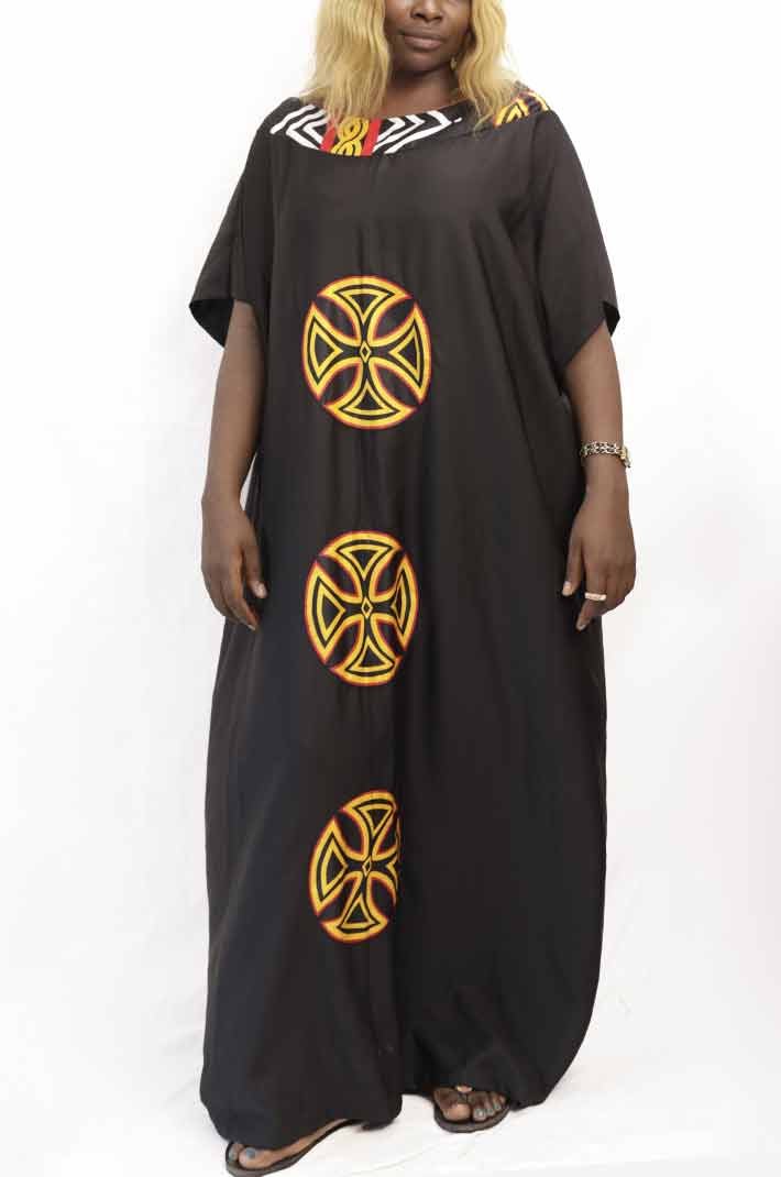 Elegant Black Women Boubou with Toghu Patterns for Events